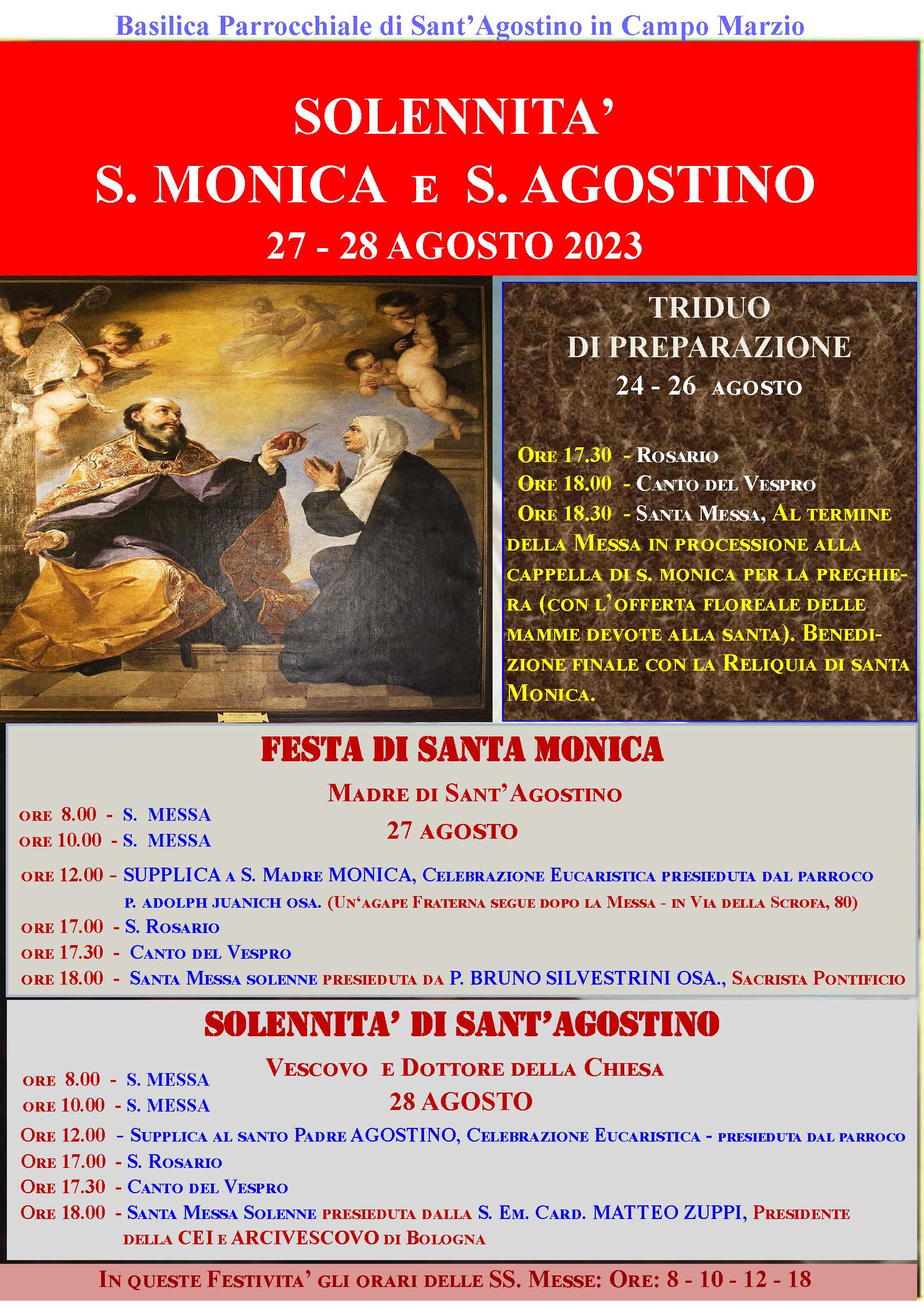 Il programma delle celebrazioni per la Solennità di Sant'Agostino e ...