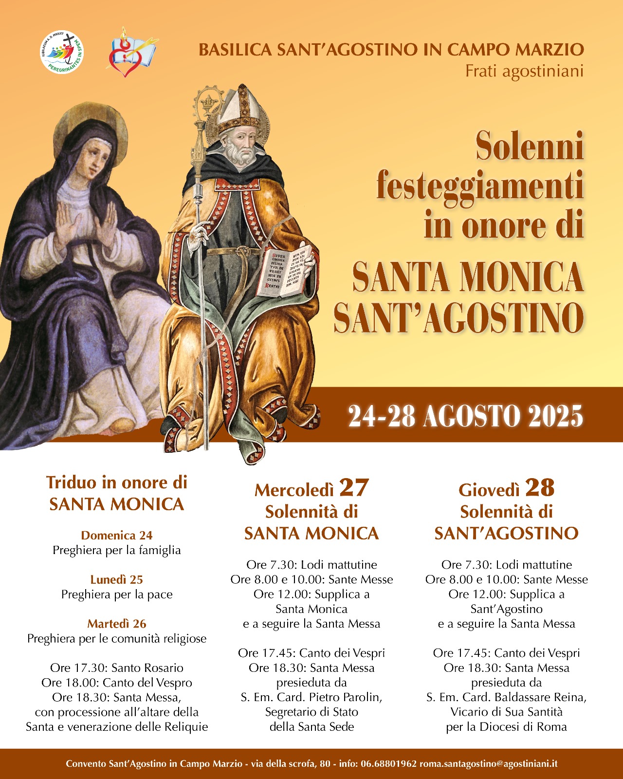 Il programma delle celebrazioni per Santa Monica e Sant’Agostino ...
